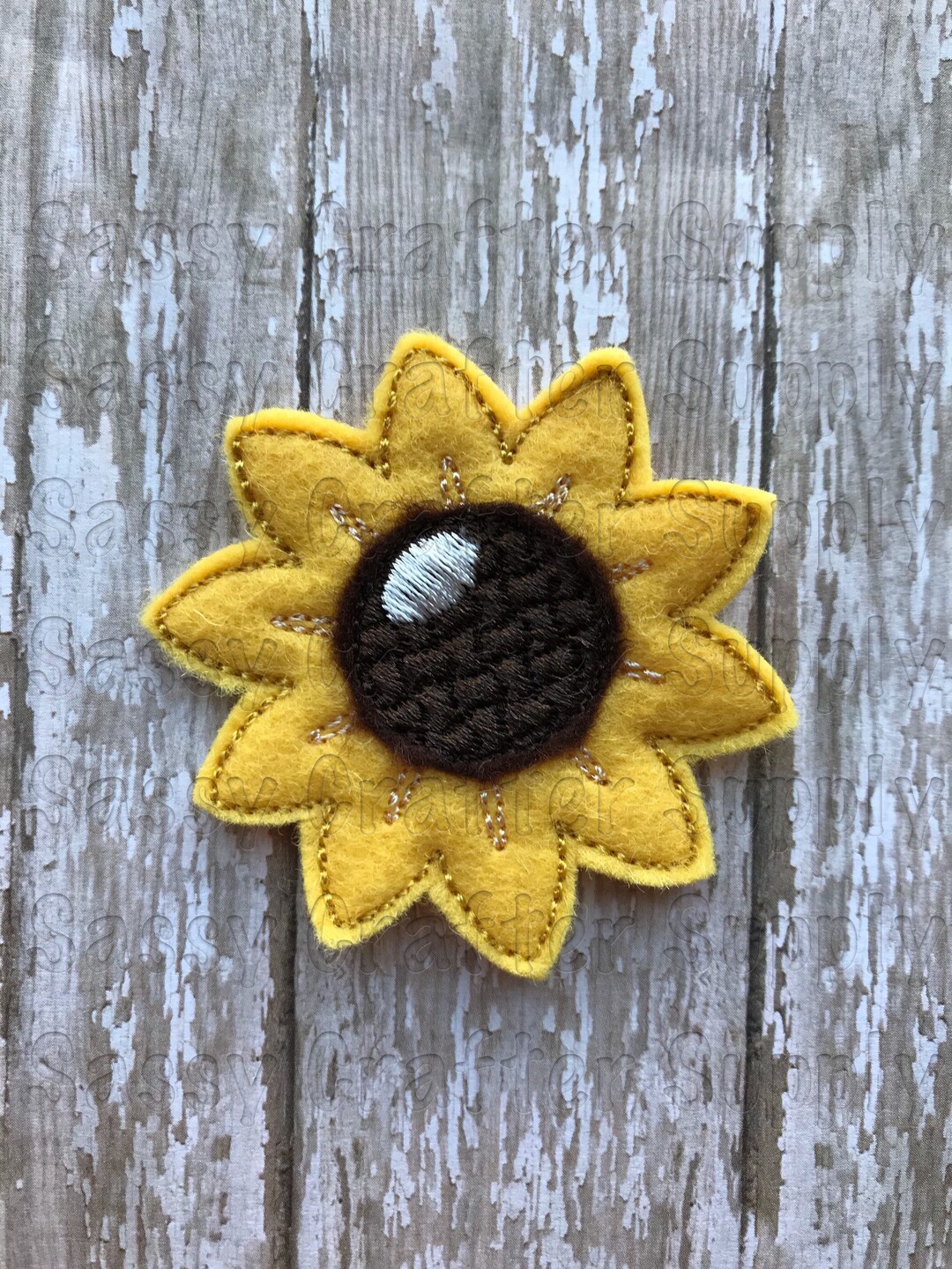 Sunflower Felties, Flower Feltie Embellishment, Embroidered Feltie ...