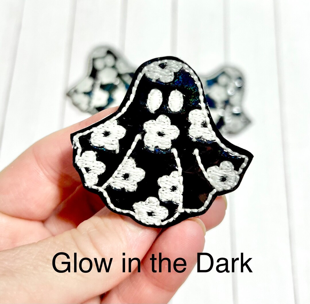 Glow in the Dark Flower Ghost Feltie, Cute Floral Ghost Feltie ...
