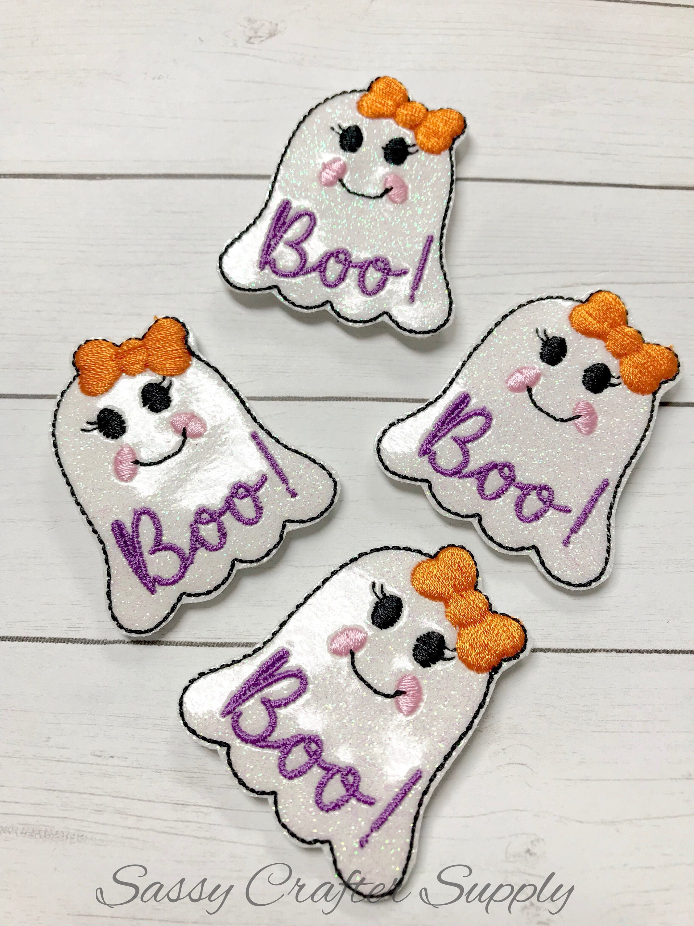Boo Glitter Ghost Feltie Girl Ghost Feltie Embellishment - Etsy