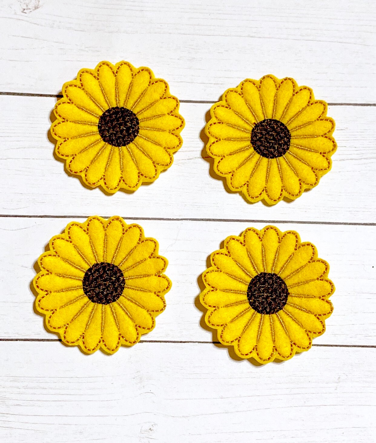 Sunflower Feltie Flower Feltie Embellishment Floral Felties - Etsy