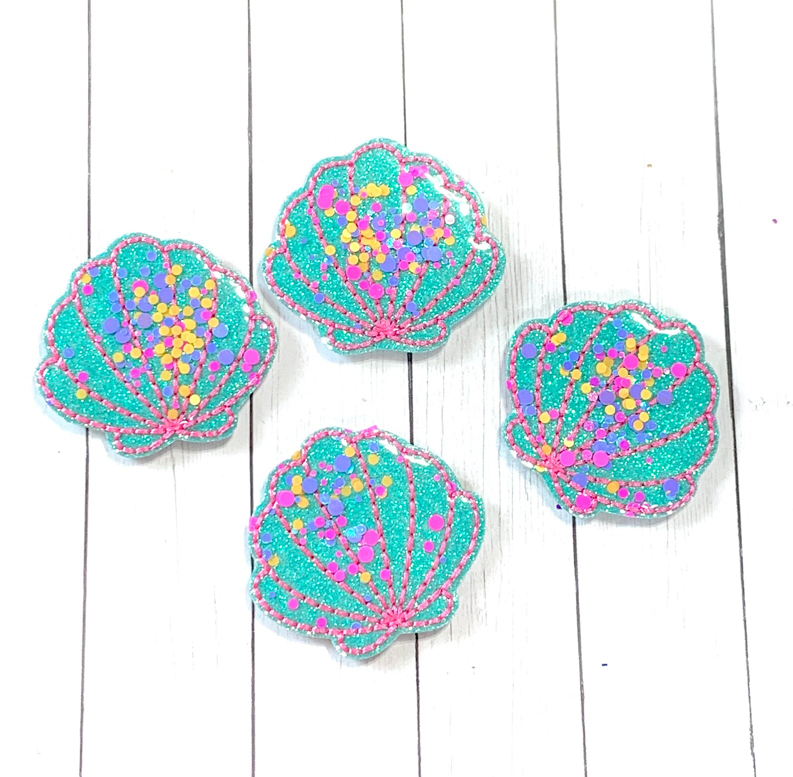 Seashell Feltie Shell Glitter Confetti Feltie Embellishment - Etsy