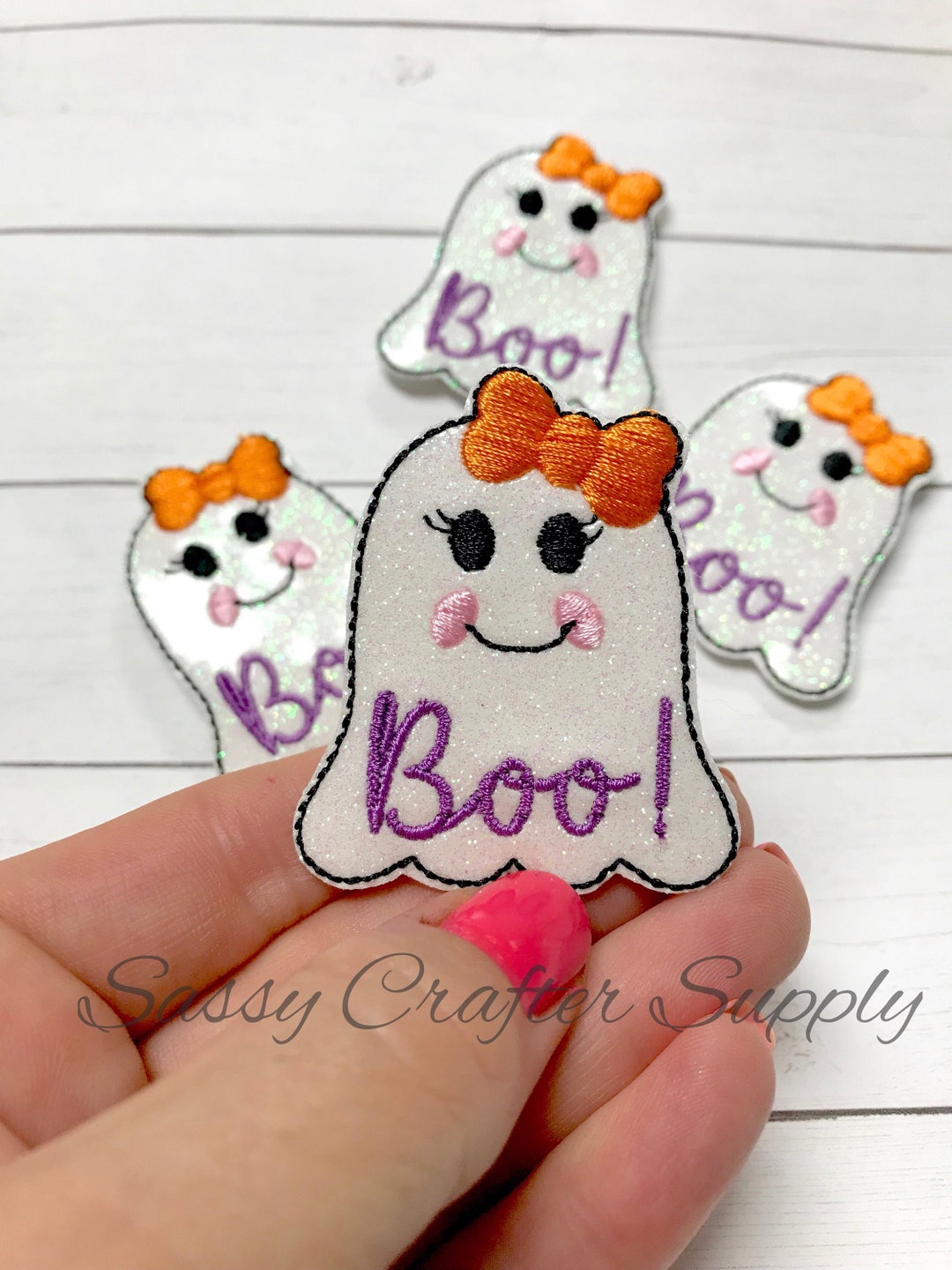 Boo Glitter Ghost Feltie, Girl Ghost Feltie Embellishment, Halloween ...