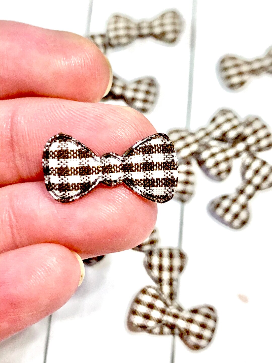 Brown Plaid Padded Bow, Mini Padded Bow, Bow Embellishment, Plaid ...