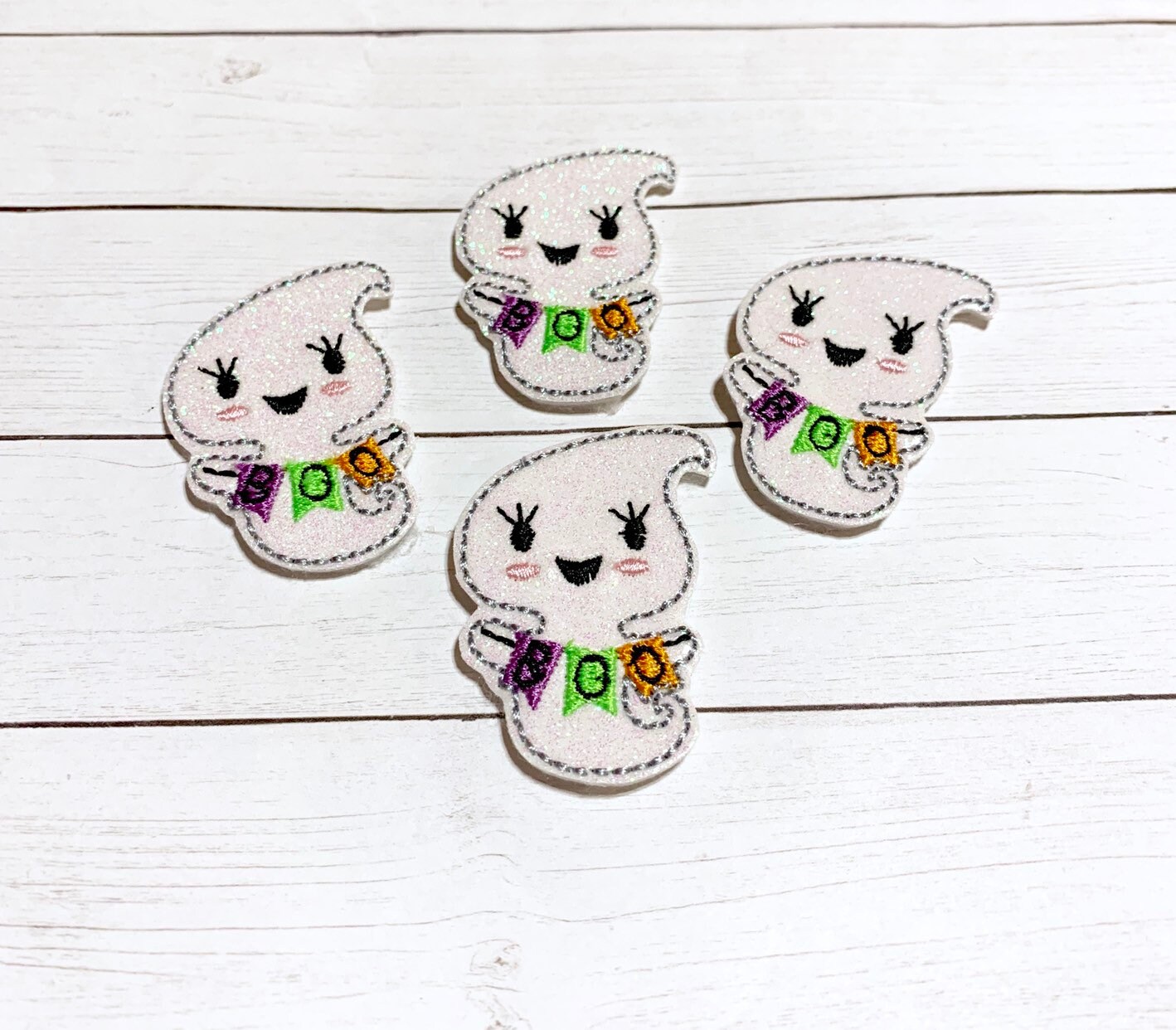BOO Ghost Felties Glitter Halloween Feltie Embellishment - Etsy