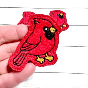 Red Bird Feltie, Cardinal Bird Feltie Embellishment, Christmas Bird Feltie, Animal Feltie, Red ...