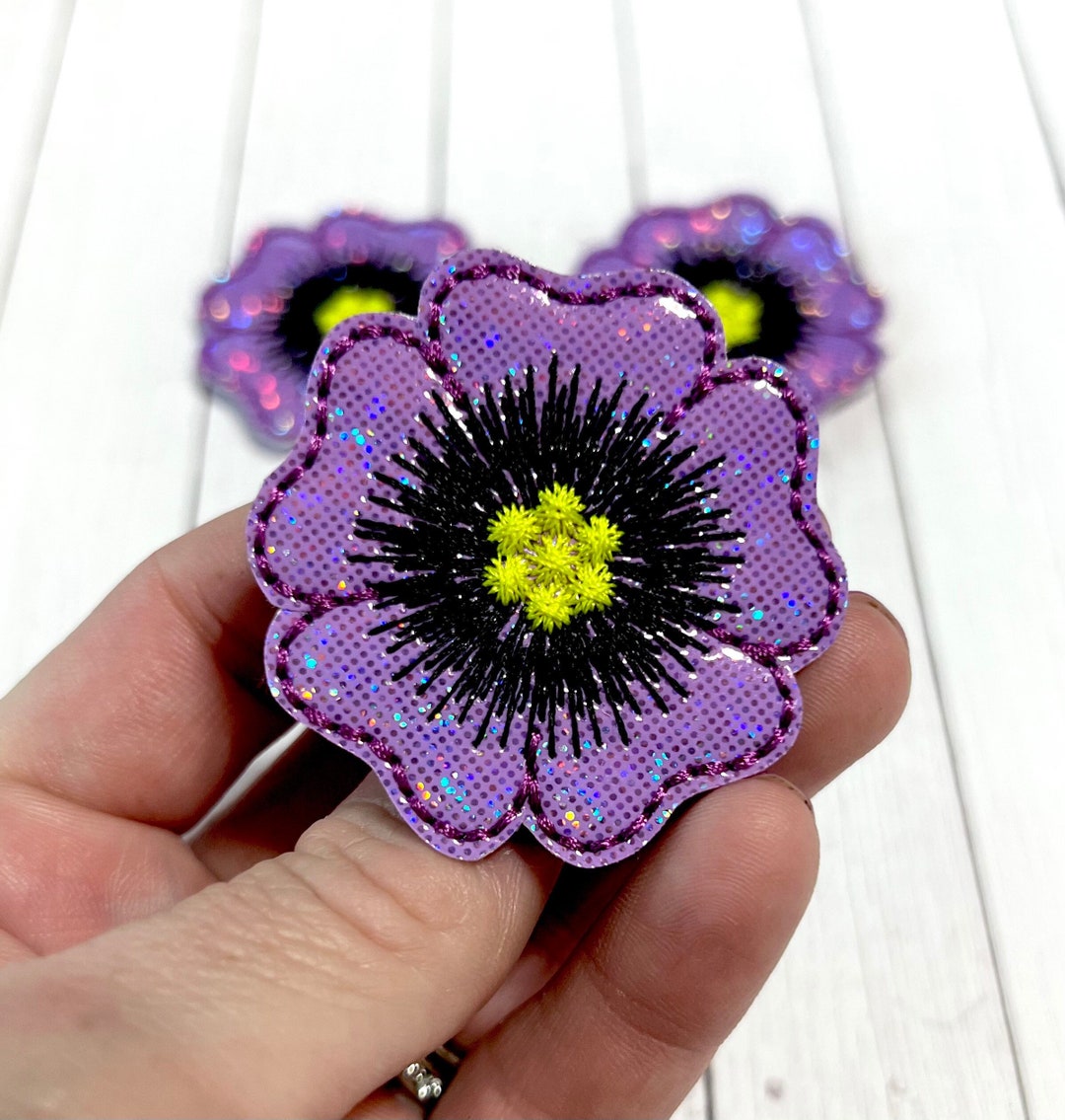 Purple Poppy Feltie, Poppy Feltie Embellishment, Flower Feltie, Floral ...