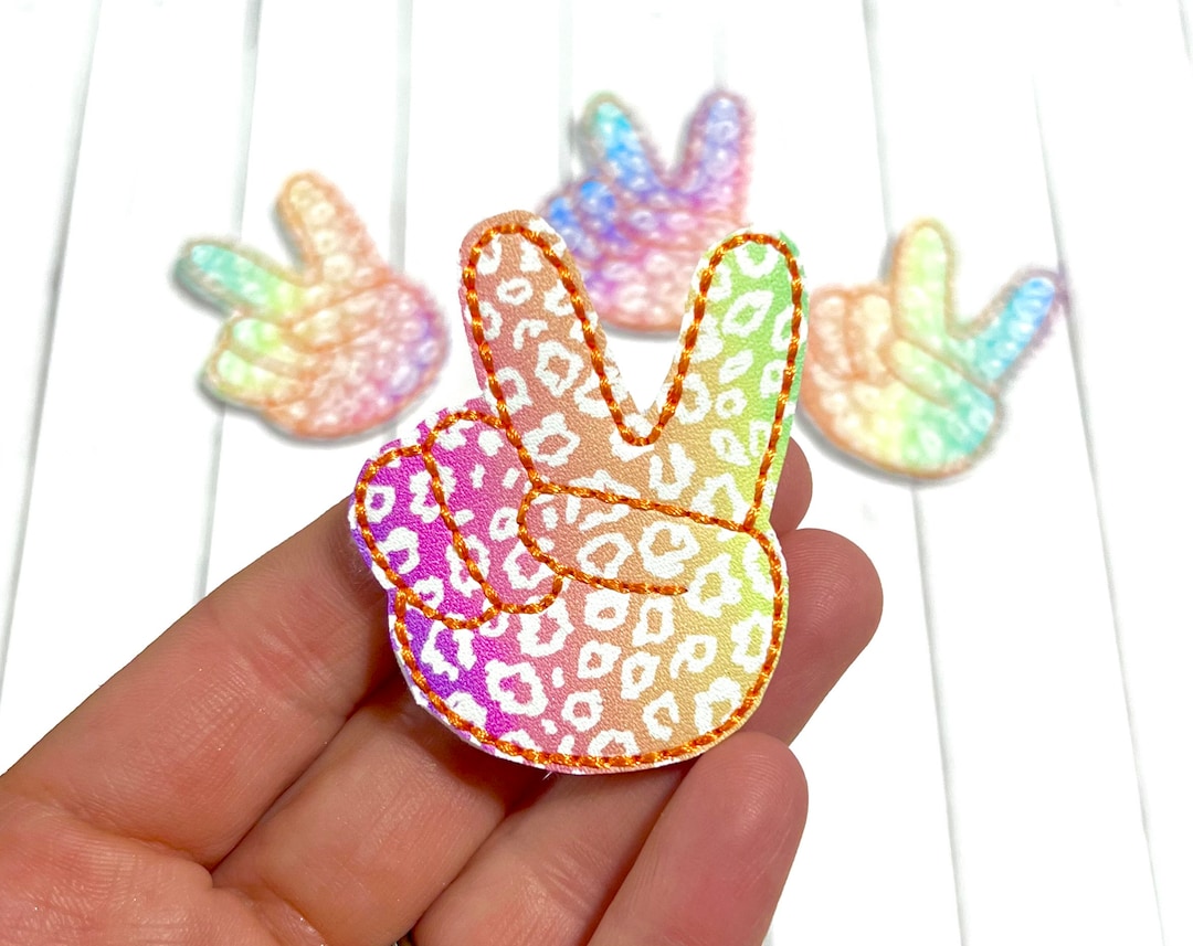 Leopard Peace Sign Feltie, Peace Sign Hand Feltie Embellishment, Animal ...
