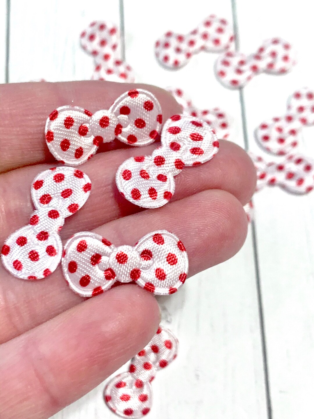 Red Dot Padded Bow Embellishment, Small Bow Appliques, Bows for Felties ...