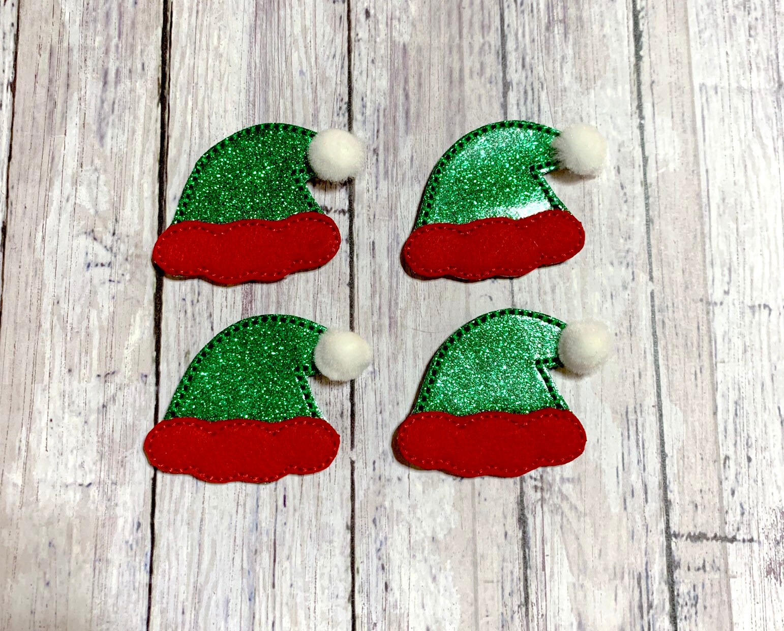 Santa Hat Felties Glitter Santa Hat Feltie Embellishments | Etsy