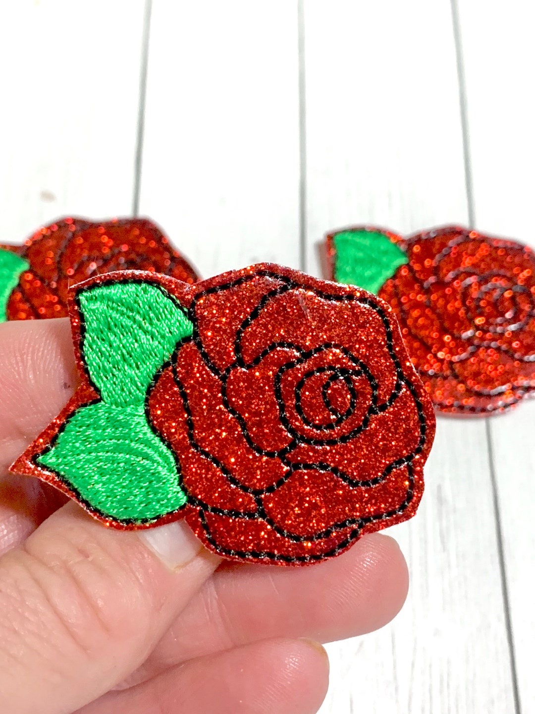 Red Rose Feltie, Flower Feltie Embellishment, Floral Feltie, Summer ...