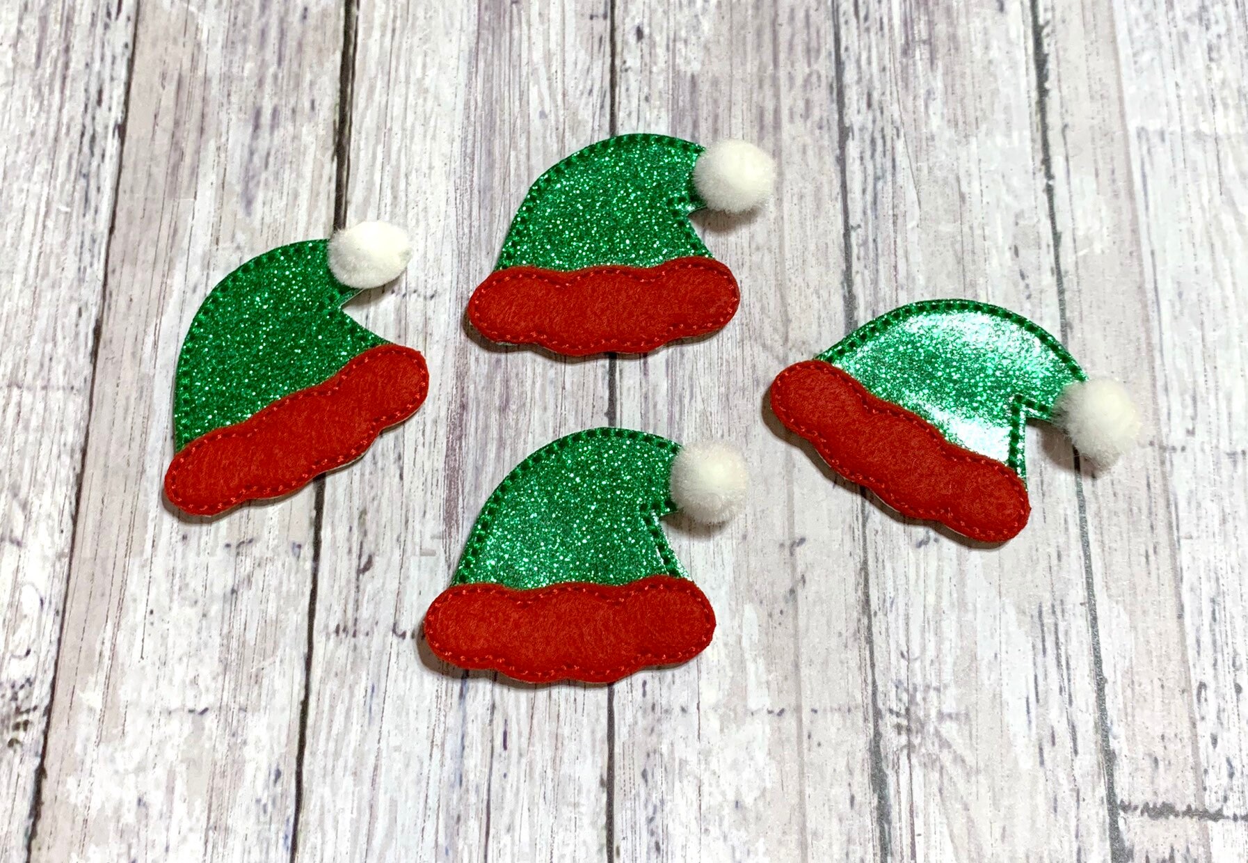 Santa Hat Felties Glitter Santa Hat Feltie Embellishments | Etsy