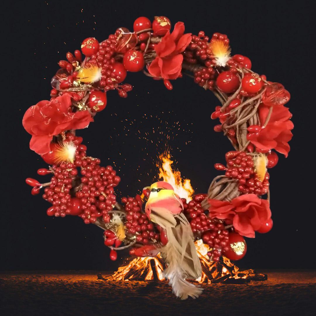 Heart of Fire Feather Wreath - Etsy