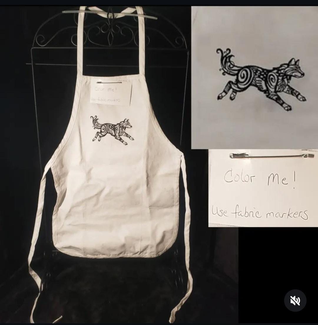 Kid's Apron White Wolf (you Can Leave It as is or Color in the Wolf ...
