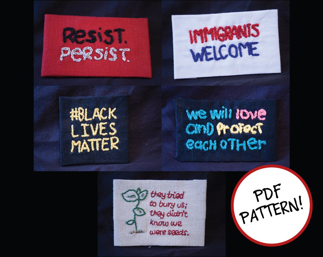 Justice Patches Embroidery Patterns - Social Justice Embroidery Pattern ...