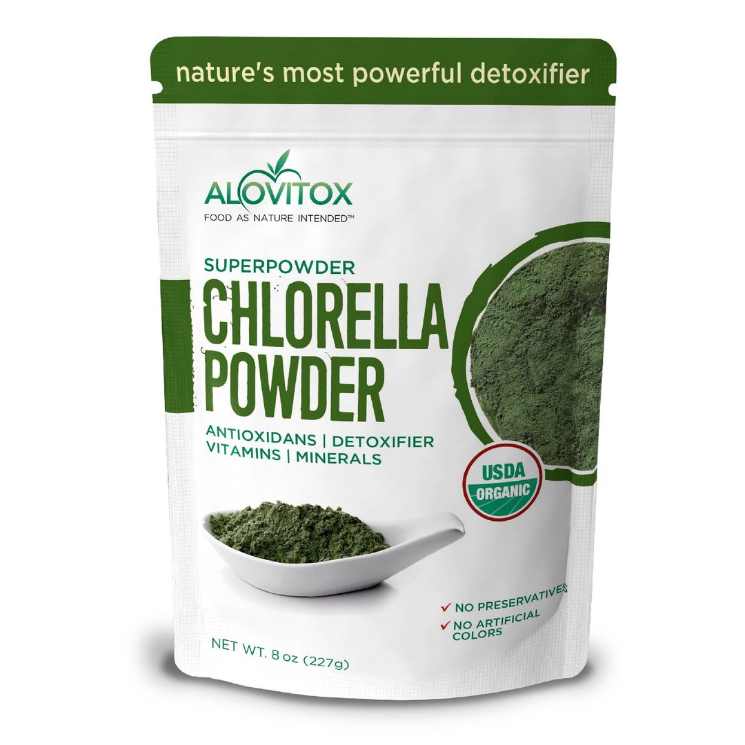Organic Chlorella Powder 8oz by Alovitox - Antioxidants Rich, Plant ...