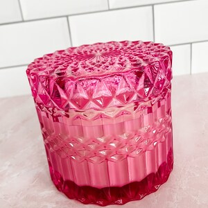 Pink Peony Candle/embossed Medallion Glass Candle Holder With Lid/peony ...