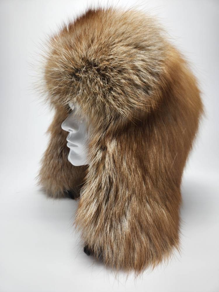 Men's Red Fox Fur Trapper Hat. Size XL - Etsy