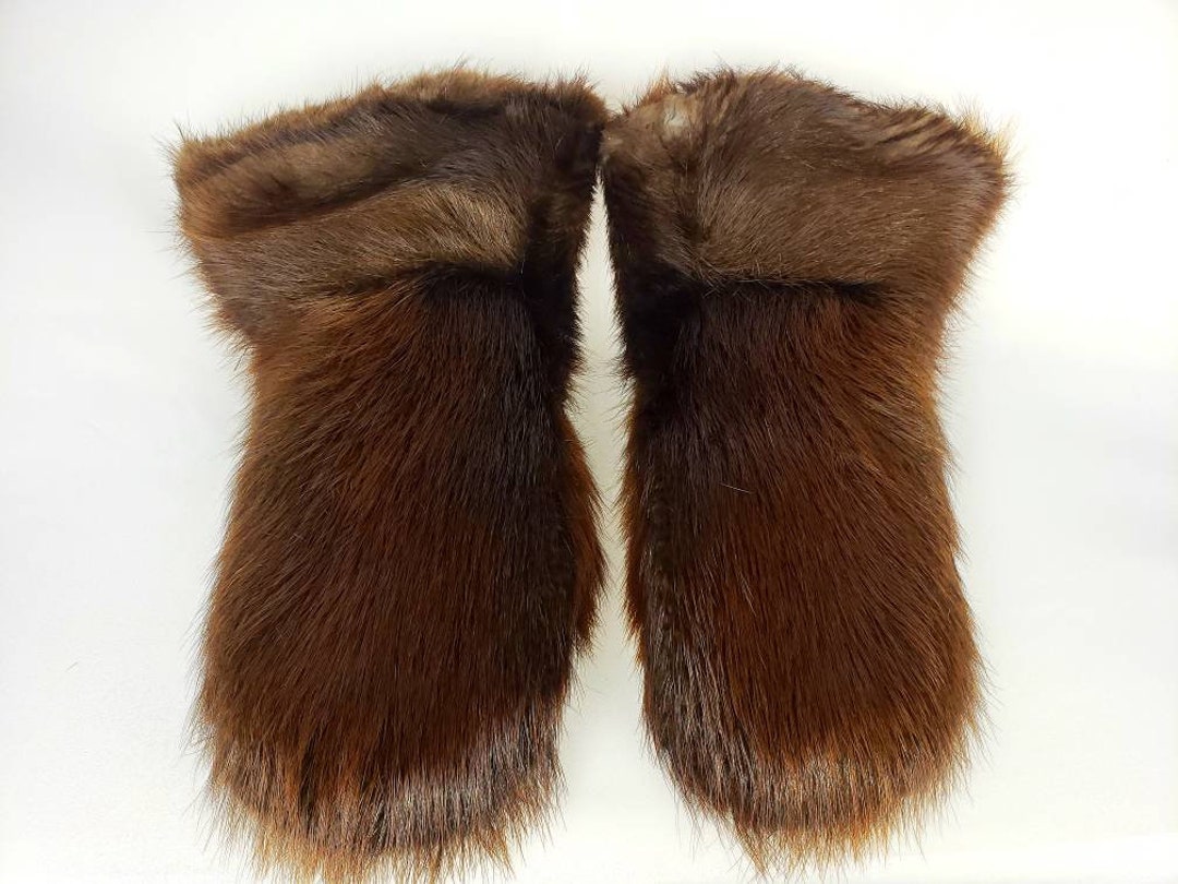 Canadian Beaver Fur Mittens. Size Men's L - Etsy