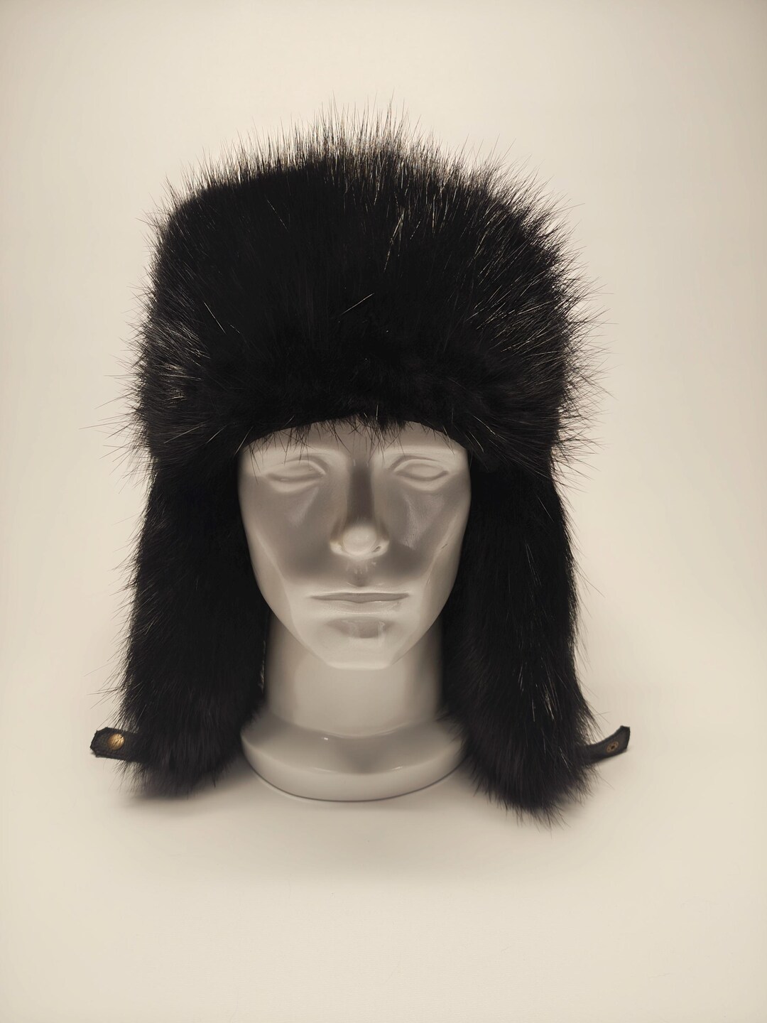Men's Canadian Beaver Fur Trapper Hat, Dyed Black. Size XL - Etsy