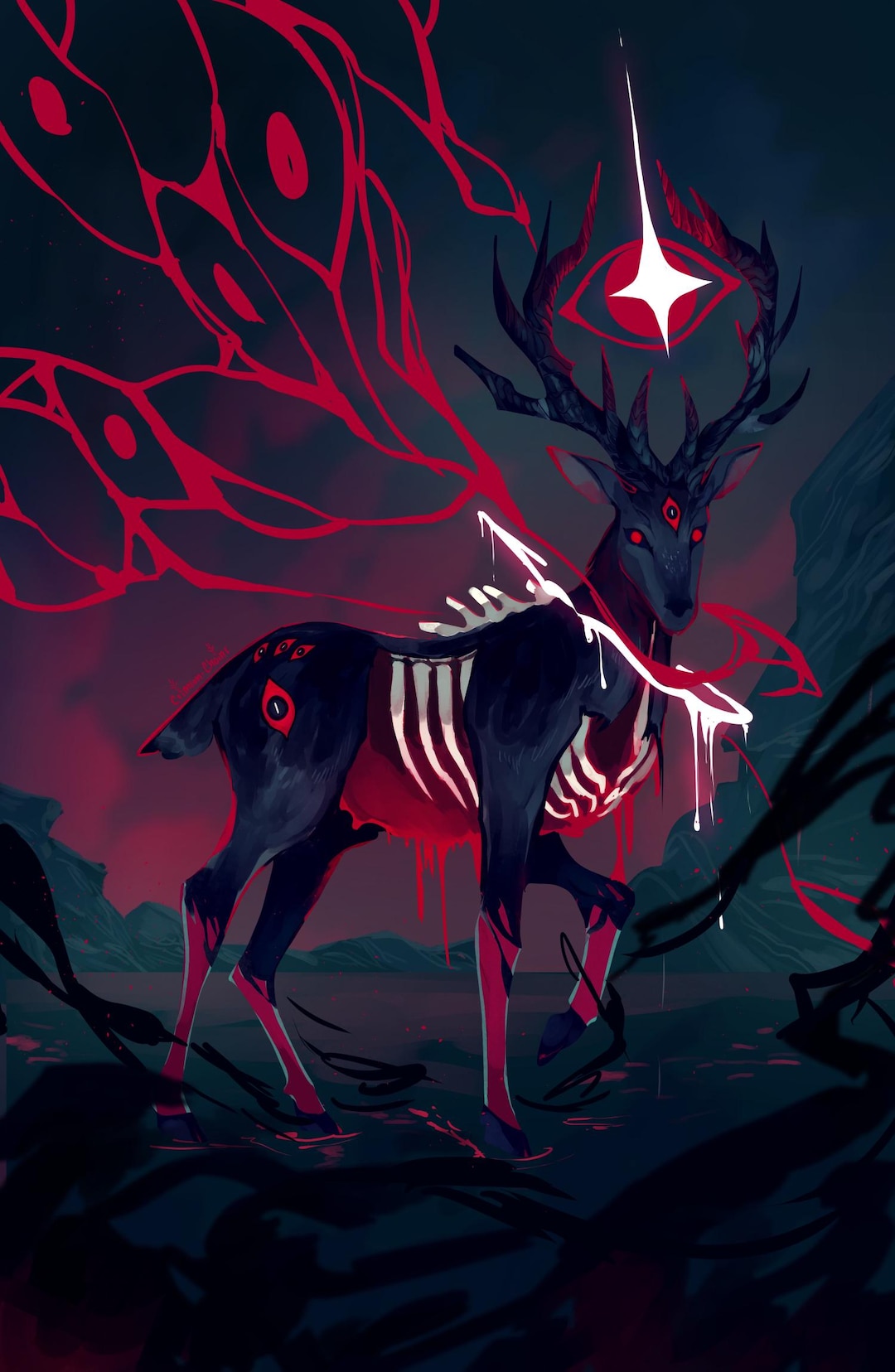 Demon Deer Poster - Etsy