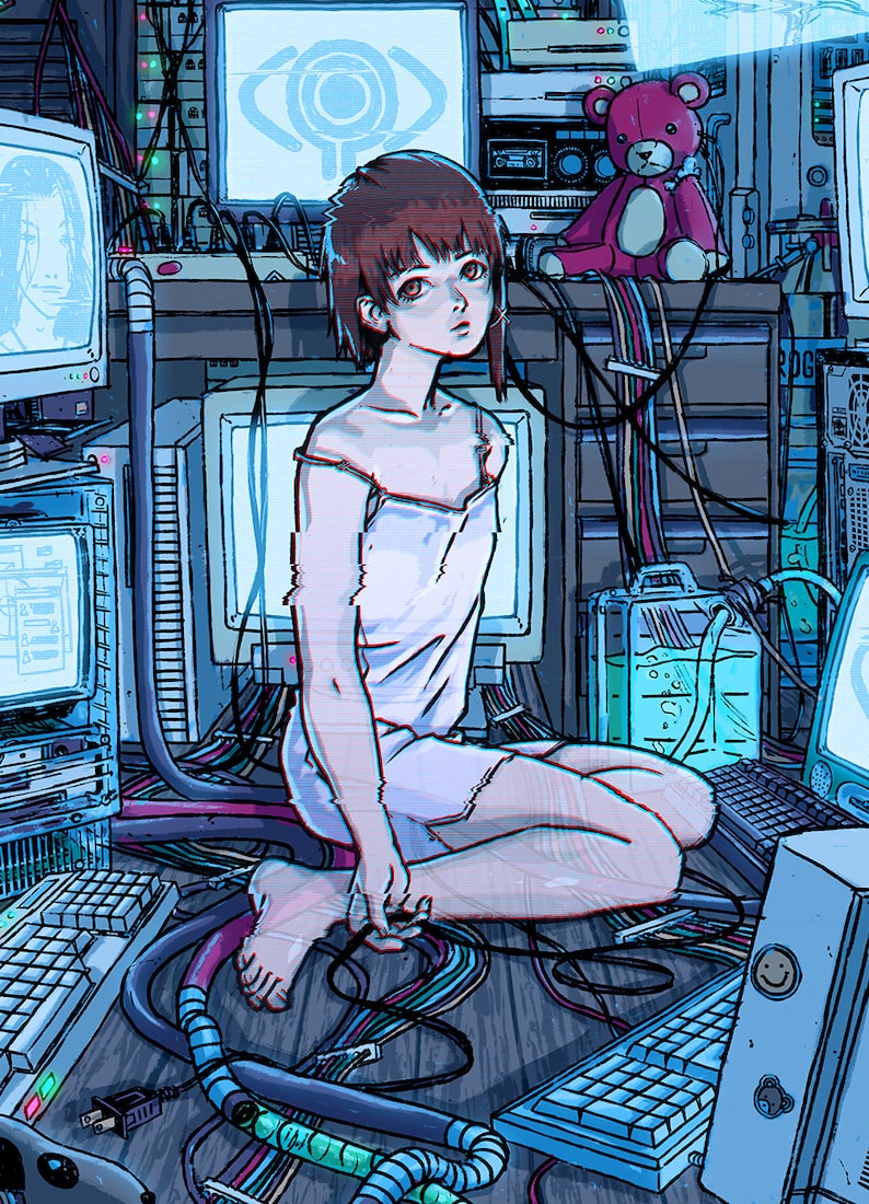 Serial Experiments Lain poster 12 x 18 illustration | Etsy