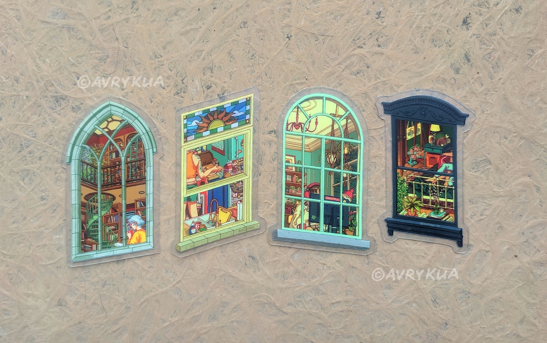All 4 Dollhouse Stickers - Mini Window Sticker Bundle - Etsy