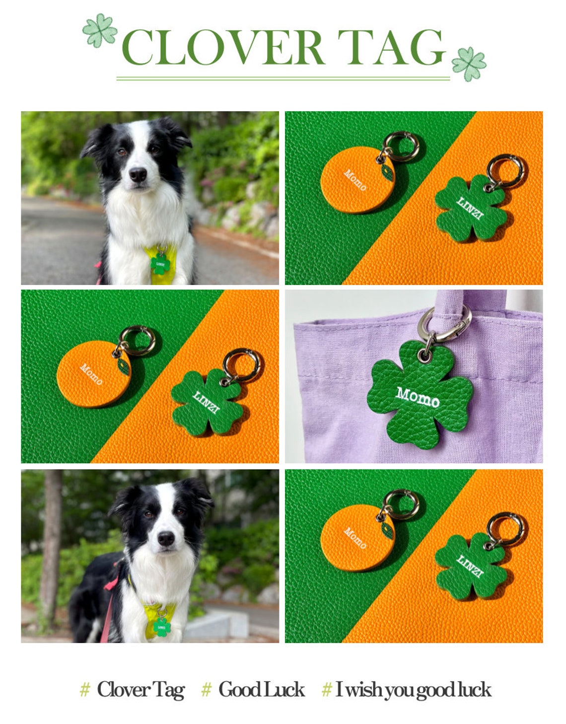 Personalized Leather Dog Tag - Clover - Etsy