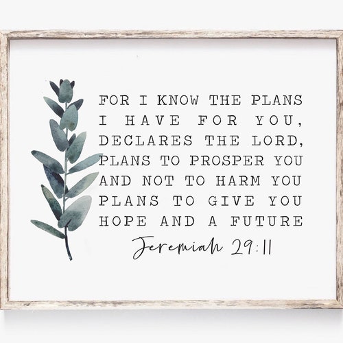 Jeremiah 29:11 the Plans I Have for You Floral Watercolor - Etsy