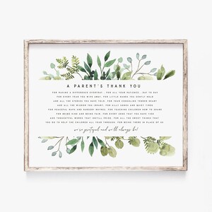 A Parents Thank You Printable Nursery Teachers Teaching Teacher's Day ...