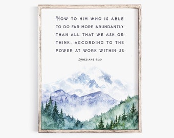 Ephesians 3:20 to Him Who is Able Watercolor Bible Verse Wall - Etsy