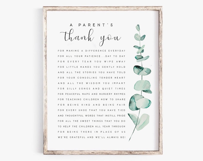 A Parents Thank You Printable Nursery Teachers Teaching Teacher's Day ...