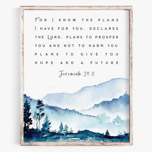 Jeremiah 29:11 Bible Verse Wall Art Printable Scripture - Etsy