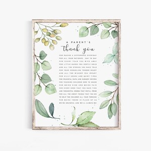 A Parents Thank You Printable Nursery Teachers Teaching - Etsy