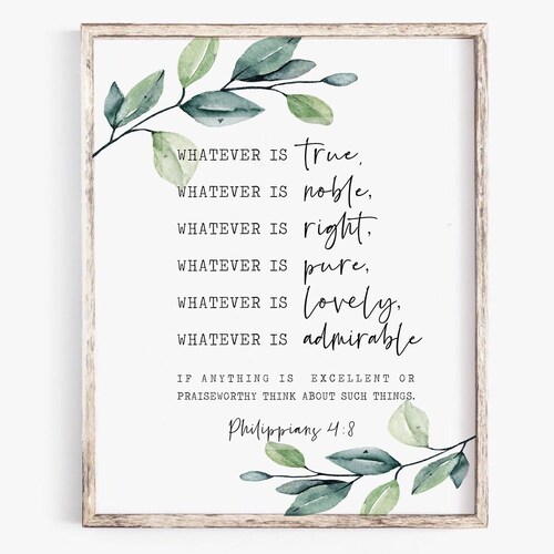 Philippians 4 8 Whatever is True Sign Watercolor Bible Verse - Etsy