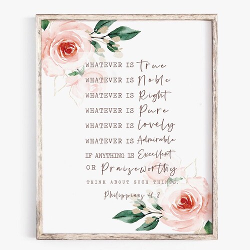 Philippians 4 8 Whatever is True Sign Bible Verse Wall Art - Etsy
