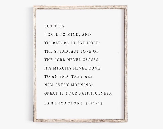 His Mercies Are New Every Morning Lamentation 3:23 Bible Verse Wall Art ...