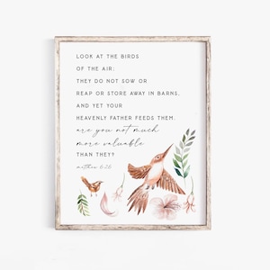 Look at the Birds of the Air Matthew 6:26 Bible Verse Wall Art - Etsy