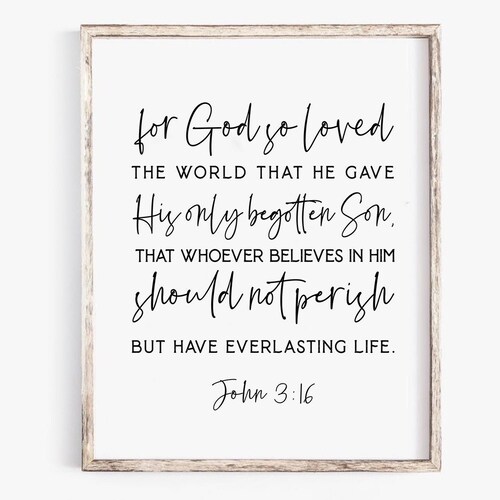 John 3:16 for God so Loved the World Bible Verse Wall Art - Etsy