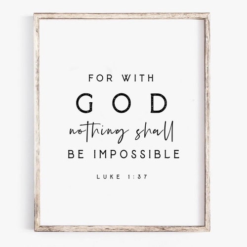 Scripture Wall Decor Bible Verse Print With God All Things - Etsy
