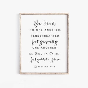 Ephesians 4:32 Be Kind to One Another Bible Verse Wall Art - Etsy