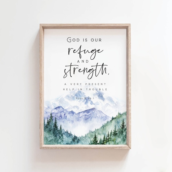 Printable Bible Verse Psalm 46 1 Printable Bible Art Print - Etsy