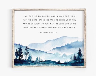 May the Lord Bless You and Keep You Watercolor Print, Benediction Wall ...