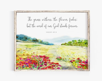 Isaiah 40:8 the Grass Withers Bible Verse Wall Art Printable - Etsy