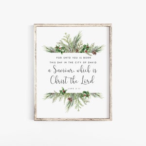 For Unto You is Born This Day a Saviour Luke 2:11 Christmas Bible Verse ...