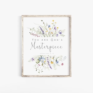 You Are God's Masterpiece Ephesians 2:10 Bible Verse Wall Art Print ...