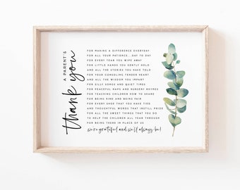 A Parents Thank You Printable Nursery Teachers Teaching Teacher's Day ...