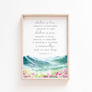 Philippians 4:8 Whatever is True Sign Bible Verse Wall Art Baptism Gift ...