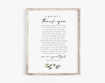 A Parents Thank You Printable Nursery Teachers Teaching Teacher's Day ...