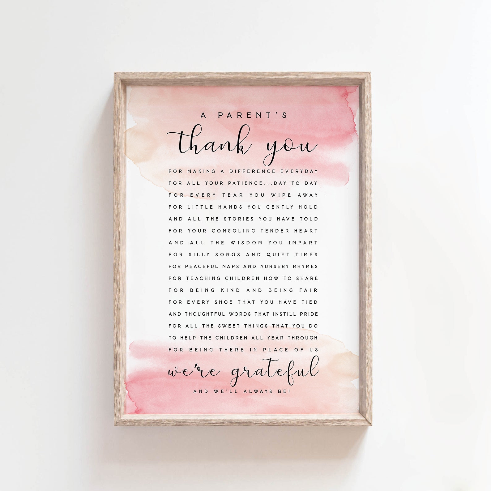 A Parents Thank You Poem Printable Nursery Teachers Teaching - Etsy