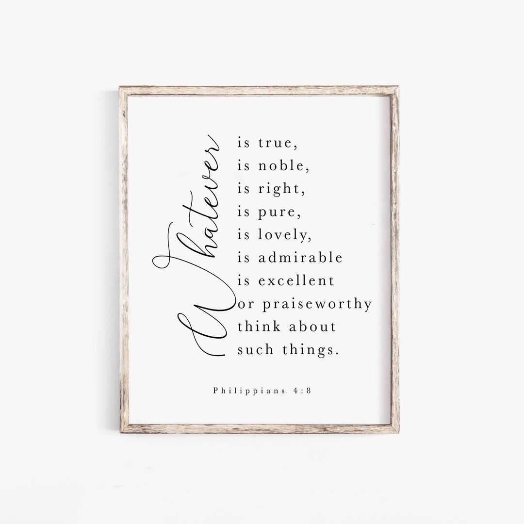 Philippians 4 8 Whatever is True Sign Bible Verse Wall Art - Etsy
